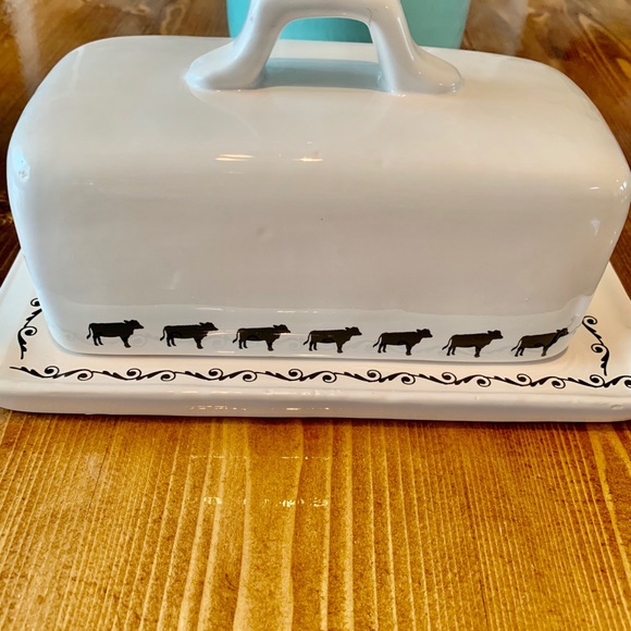 Dining | Farmhouse Decor Cow Butter Dish In Ceramic | Poshmark